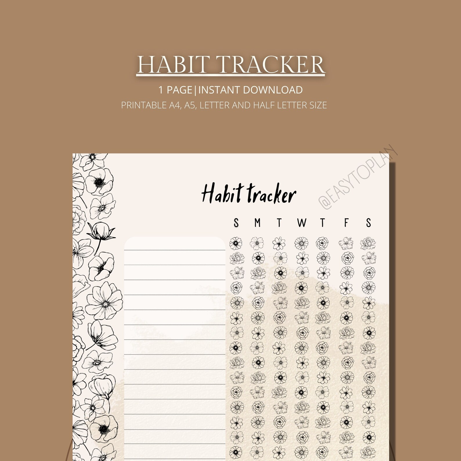 Habit Tracker Printable, Monthly Habit Tracker, Habit Tracker Template ...