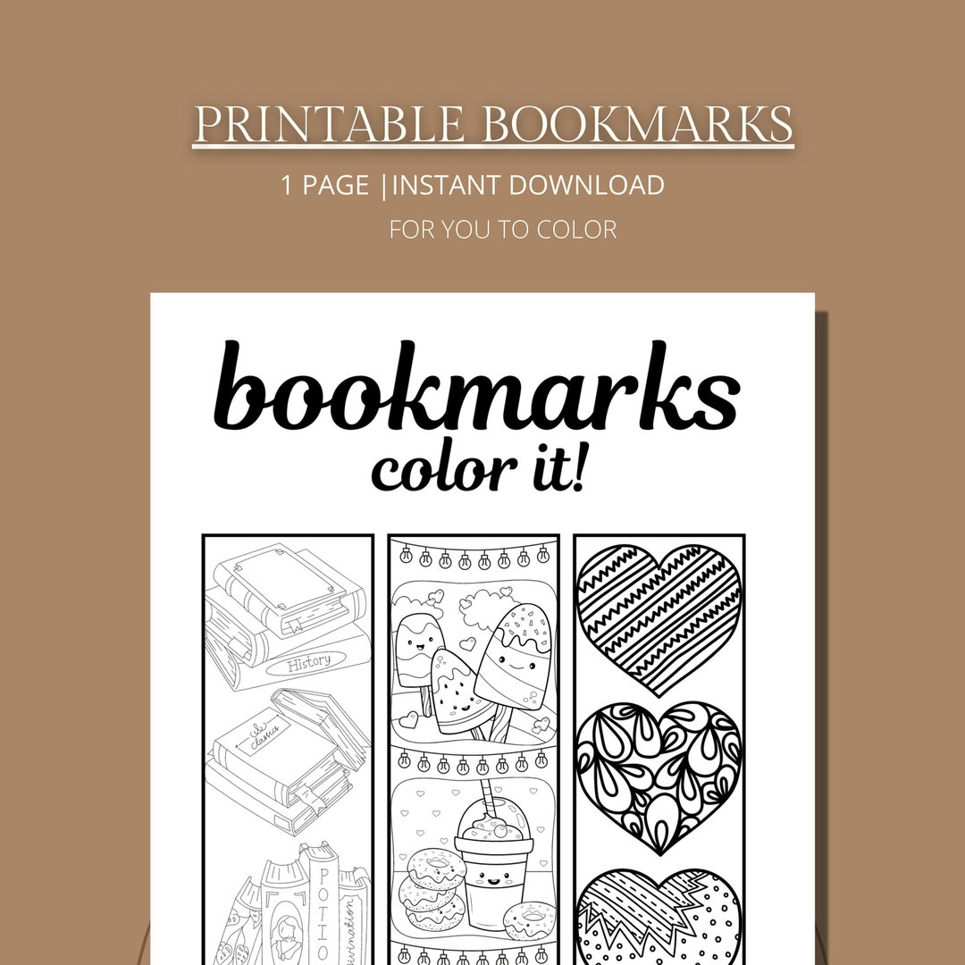 Printable Colouring Bookmarks, Digital Bookmarks, Reading Tracker ...