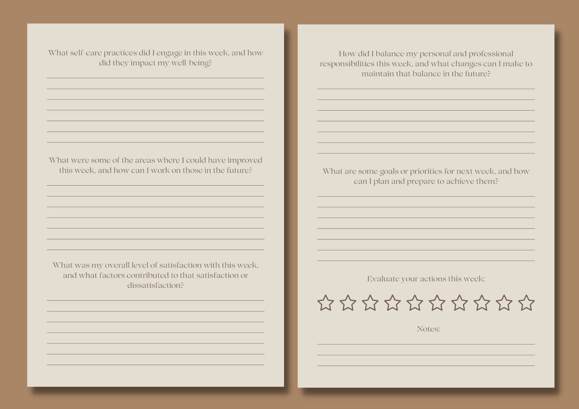 Printable Self-reflection Weekly Planner, Self-reflection Journal ...