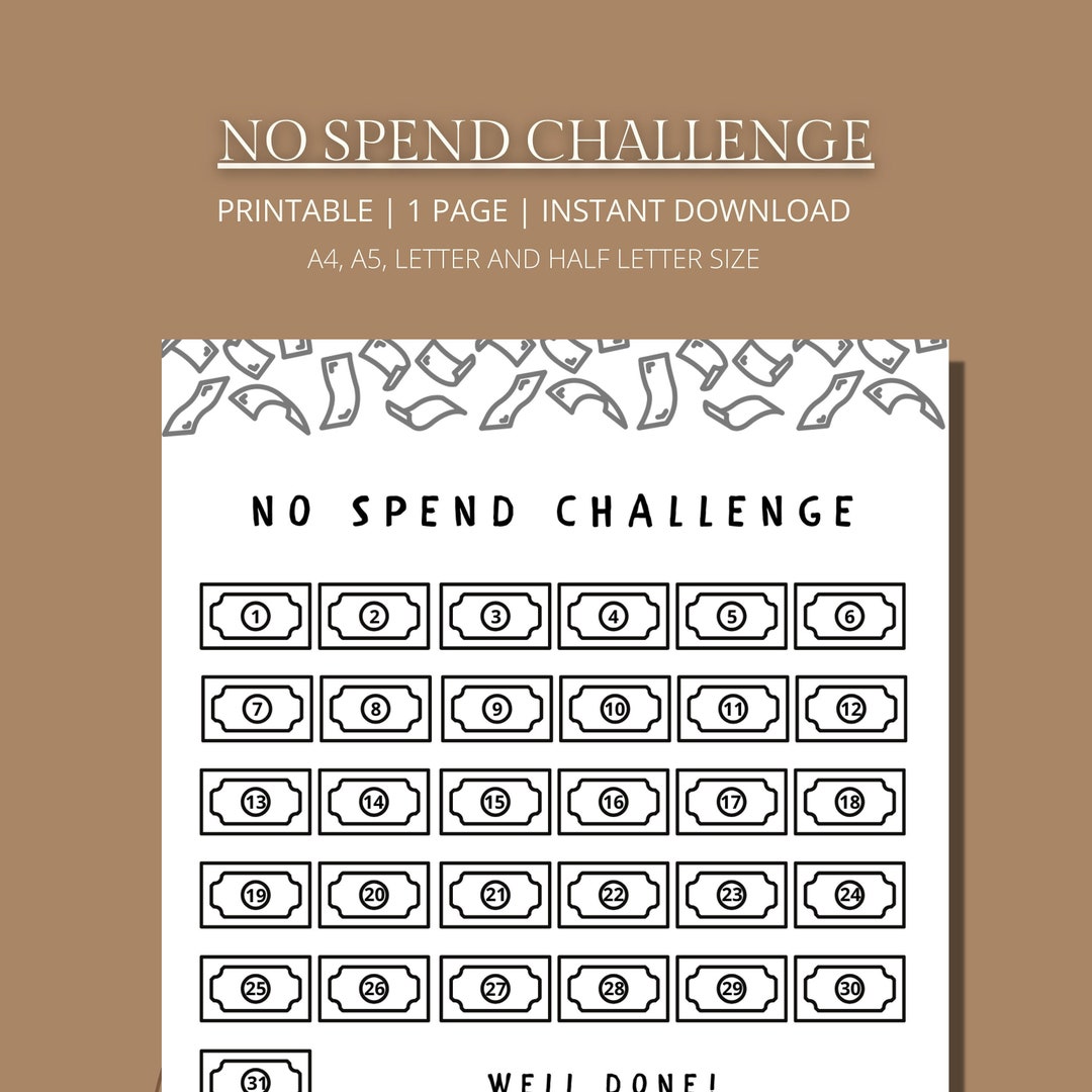 No Spend Challenge Printable, No Spend Tracker, No Spend Month, No ...