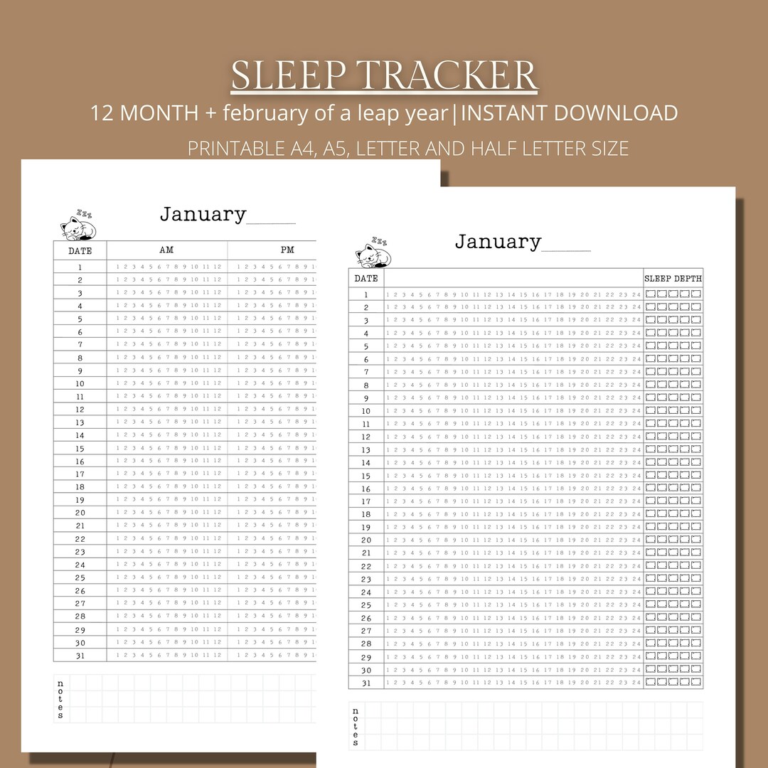Monthly Sleep Tracker Printable, Toddler Sleep Log Tracker, Activity ...