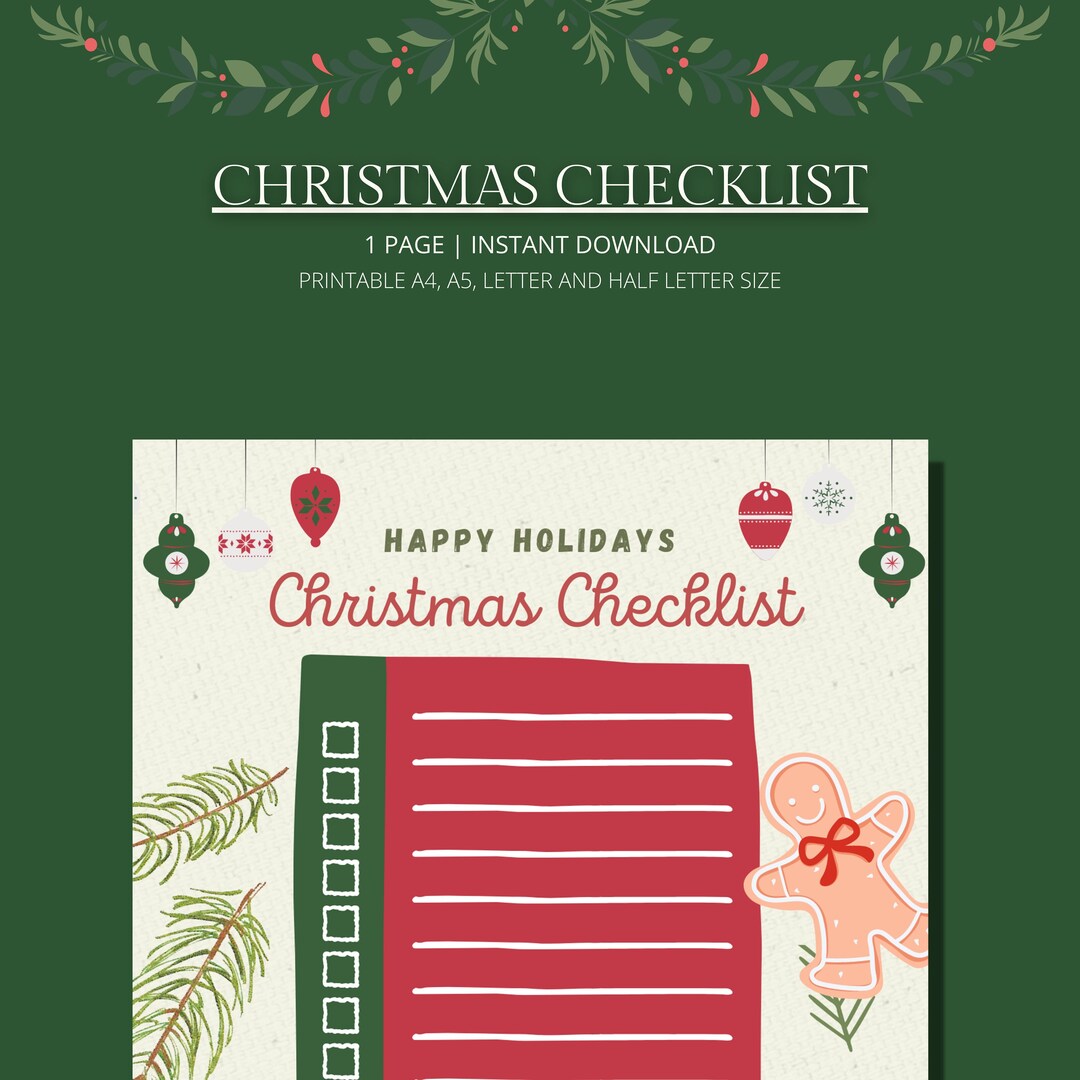 Christmas Checklist, Christmas to Do List, Christmas Planning, Holiday ...