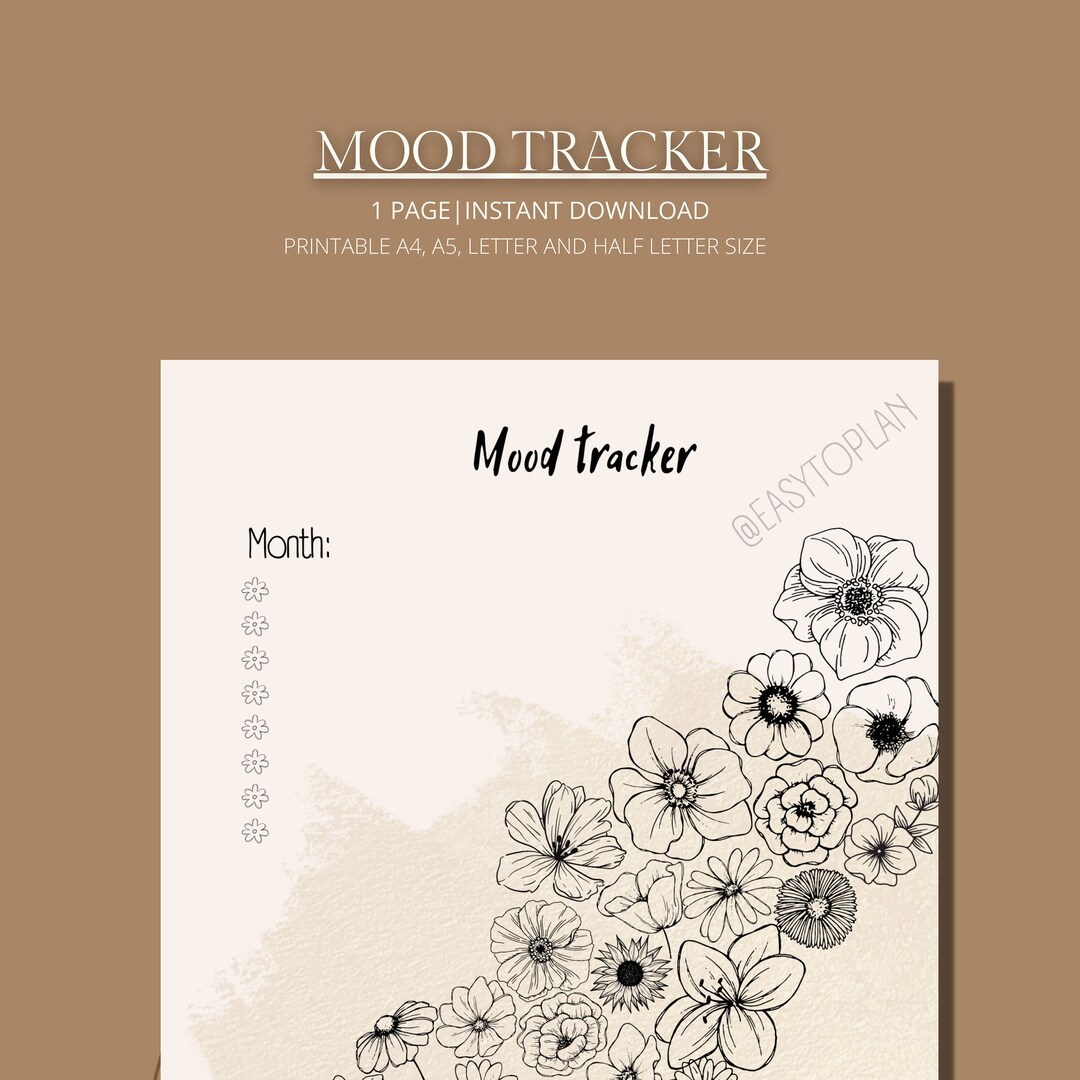Monthly Mood Tracker, Emotion Tracker, Mood Tracker Pages, Anxiety ...