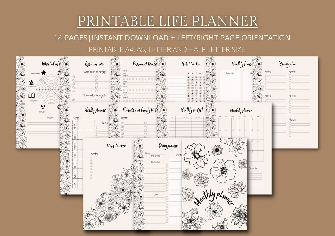 Undated Life Planner Printable 2023 Printable Monthly - Etsy