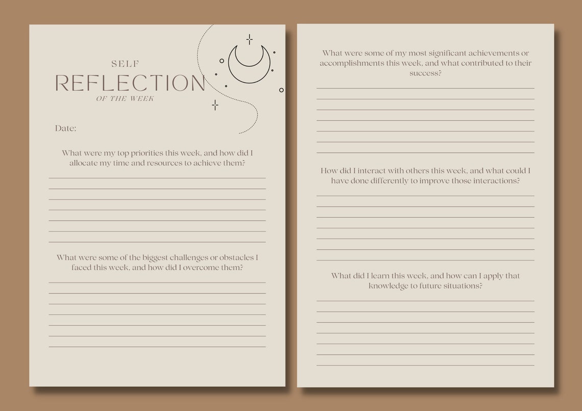 Printable Self-reflection Weekly Planner, Self-reflection Journal ...