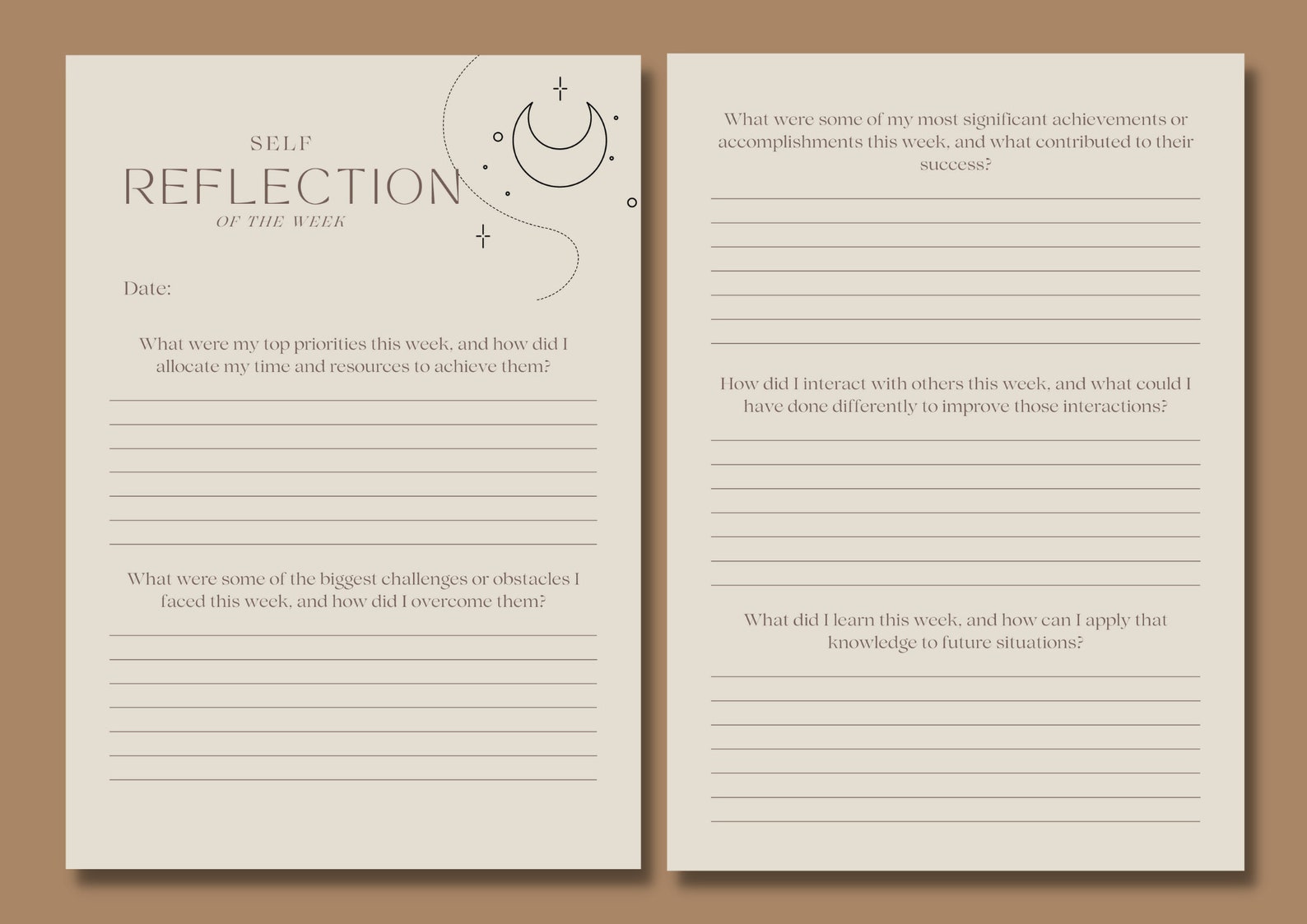 Printable Self-reflection Weekly Planner, Self-reflection Journal ...