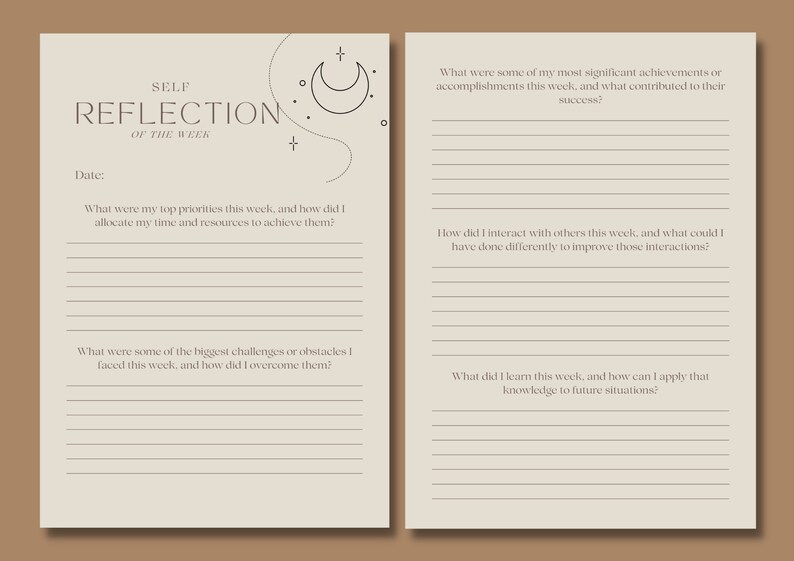 Printable Self-reflection Weekly Planner, Self-reflection Journal ...