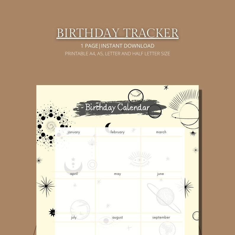 Birthday Tracker, Birthday Tracker Printable, Birthday Tracker A5 ...