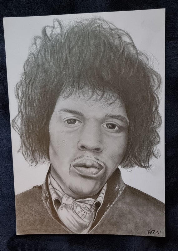 Hand Drawn Jimmy Hendrix . A3 SIGNED PRINT on 350gsm Card - Etsy