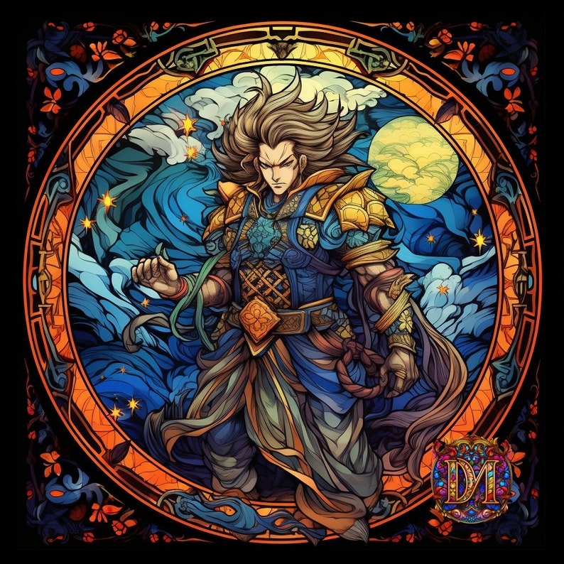 Digital Art Print: Tsukuyomi on Stained Glass, Instant Downloadable JPG ...