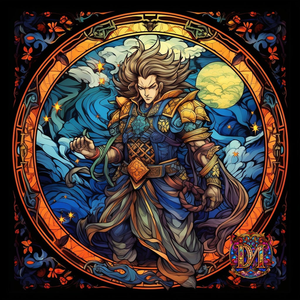 Digital Art Print: Tsukuyomi on Stained Glass, Instant Downloadable JPG ...