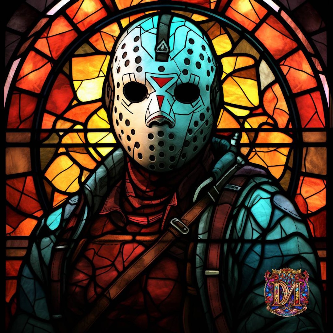 Digital Art Print: Jason Voorhees on Stained Glass, Instant ...