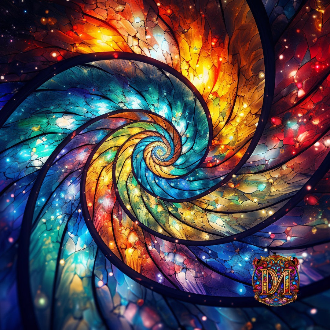 Digital Art Print: Infinite Spiral on Stained Glass, Instant ...