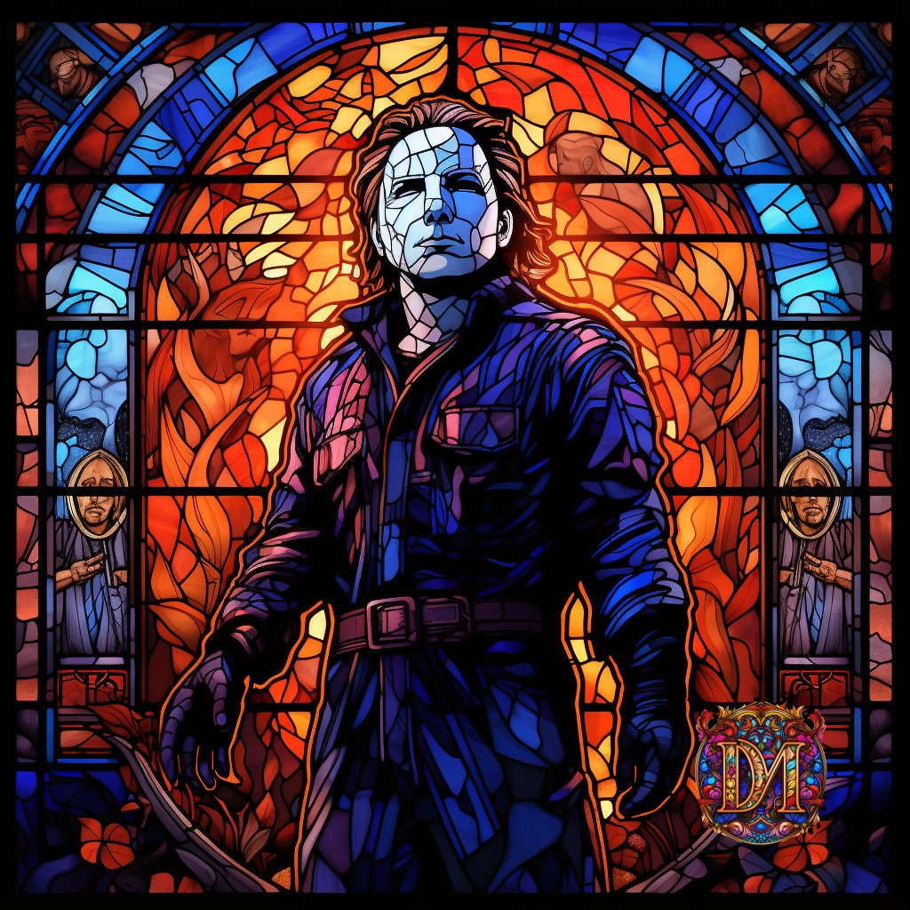 Digital Art Print: Michael Myers on Stained Glass, Instant Downloadable ...