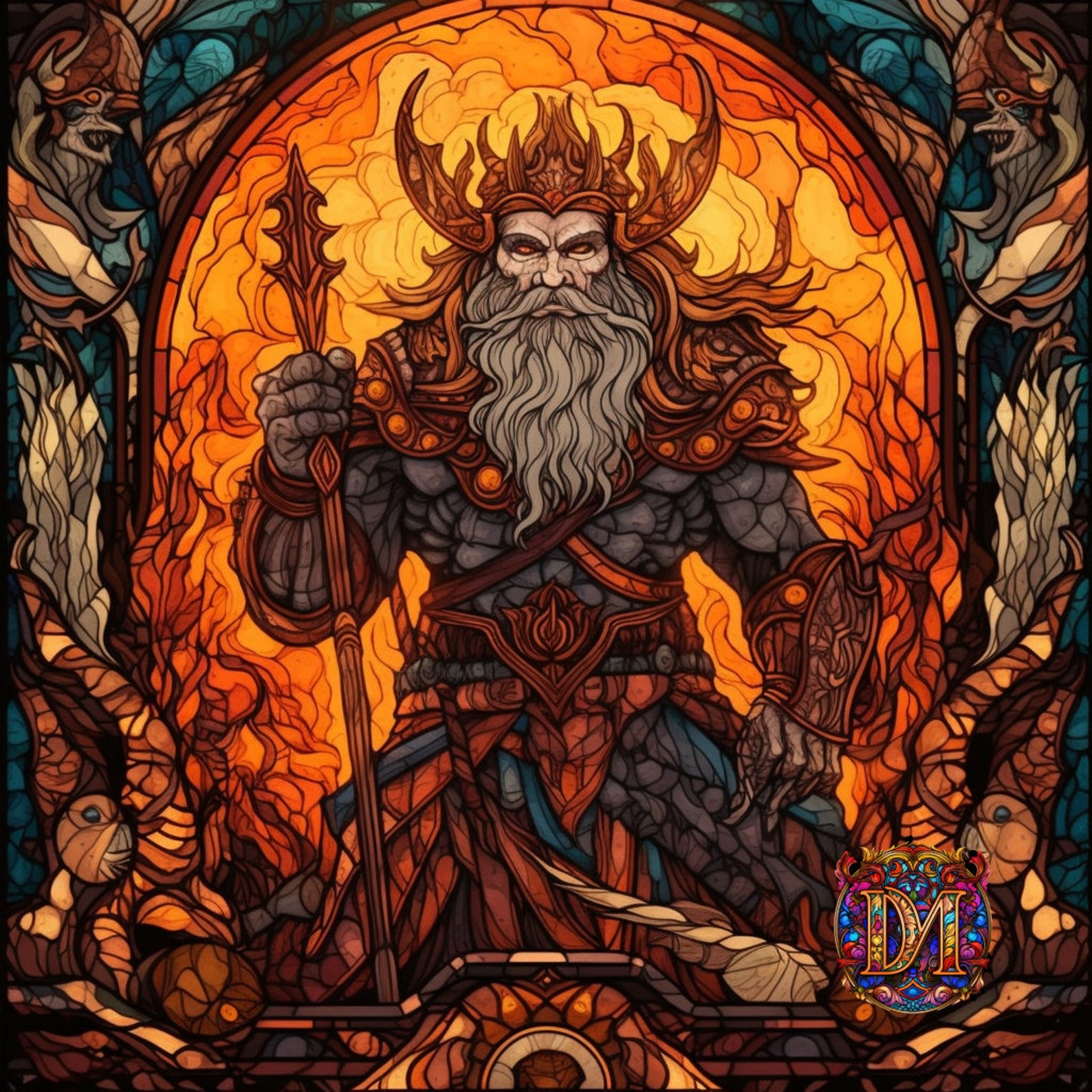 Digital Art Print: Hades on Stained Glass, Instant Downloadable JPG ...