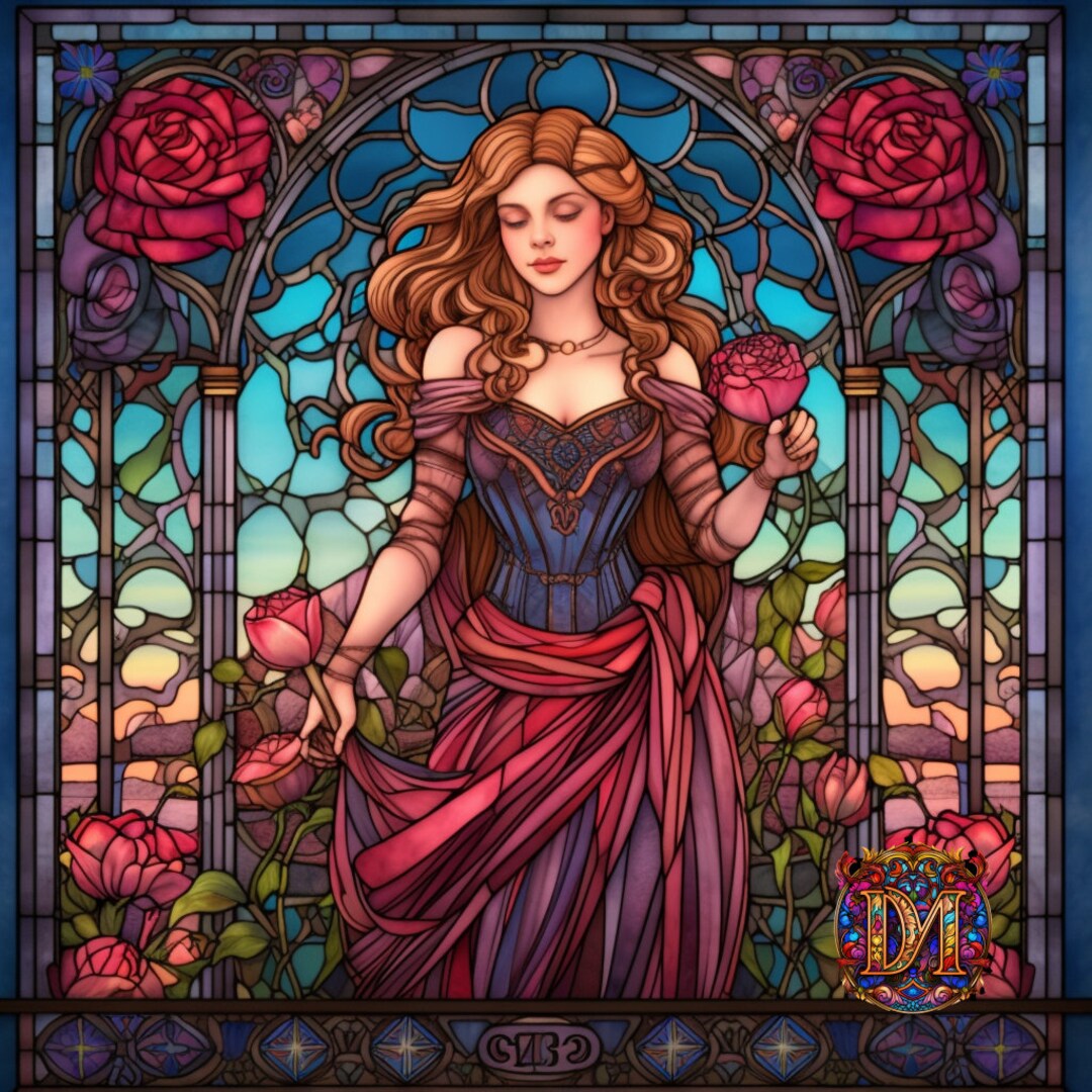 Digital Art Print: Aphrodite on Stained Glass, Instant Downloadable JPG ...