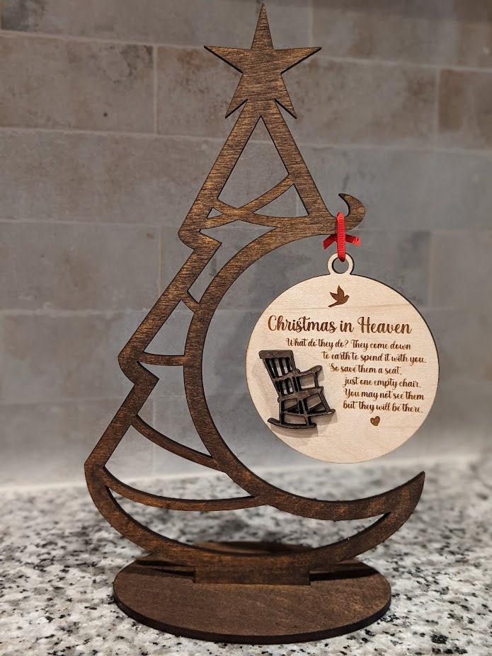 Wooden Christmas Tree Ornament Hanger, Keepsake Ornament Holder ...