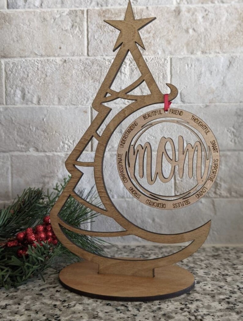 Wooden Christmas Tree Ornament Hanger, Keepsake Ornament Holder ...