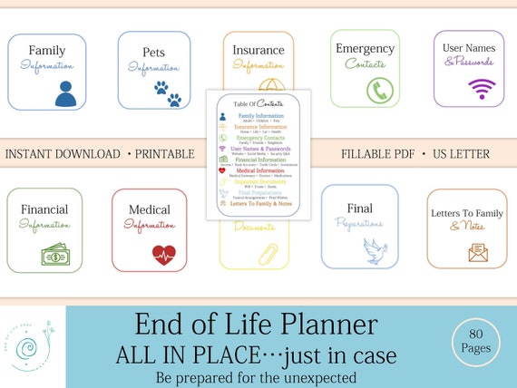End of Life Planner End of Life Binder Death Preparation - Etsy