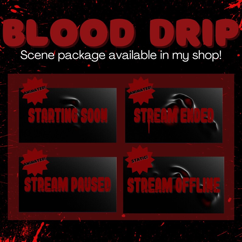 Blood Drip Twitch Panels Premade Ready to Use Horror Halloween - Etsy