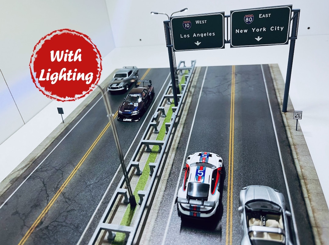 1:64 Scale Road Diorama With Led Lighting for Hotwheels Matchbox Minigt Majorette Cars Highway ...