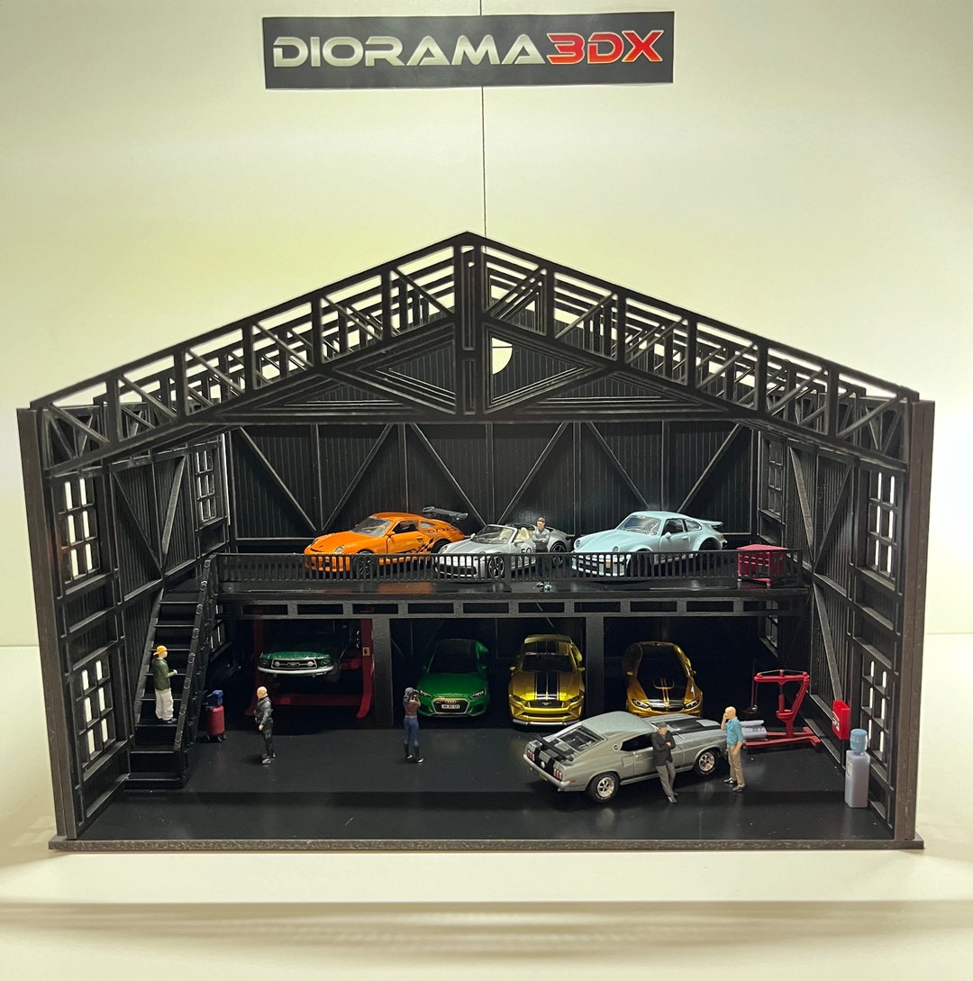 1:64 Scale Hangar Car Garage Parking Diorama for Hotwheels Matchbox ...