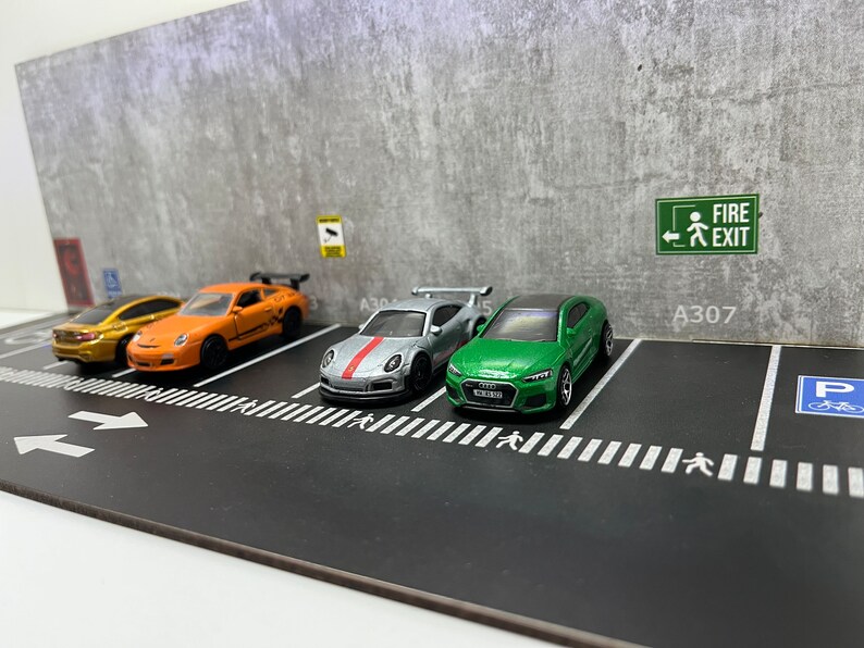 1:64 Scale Car Parking Diorama UV Printed on Wood-mdffor Hotwheels ...