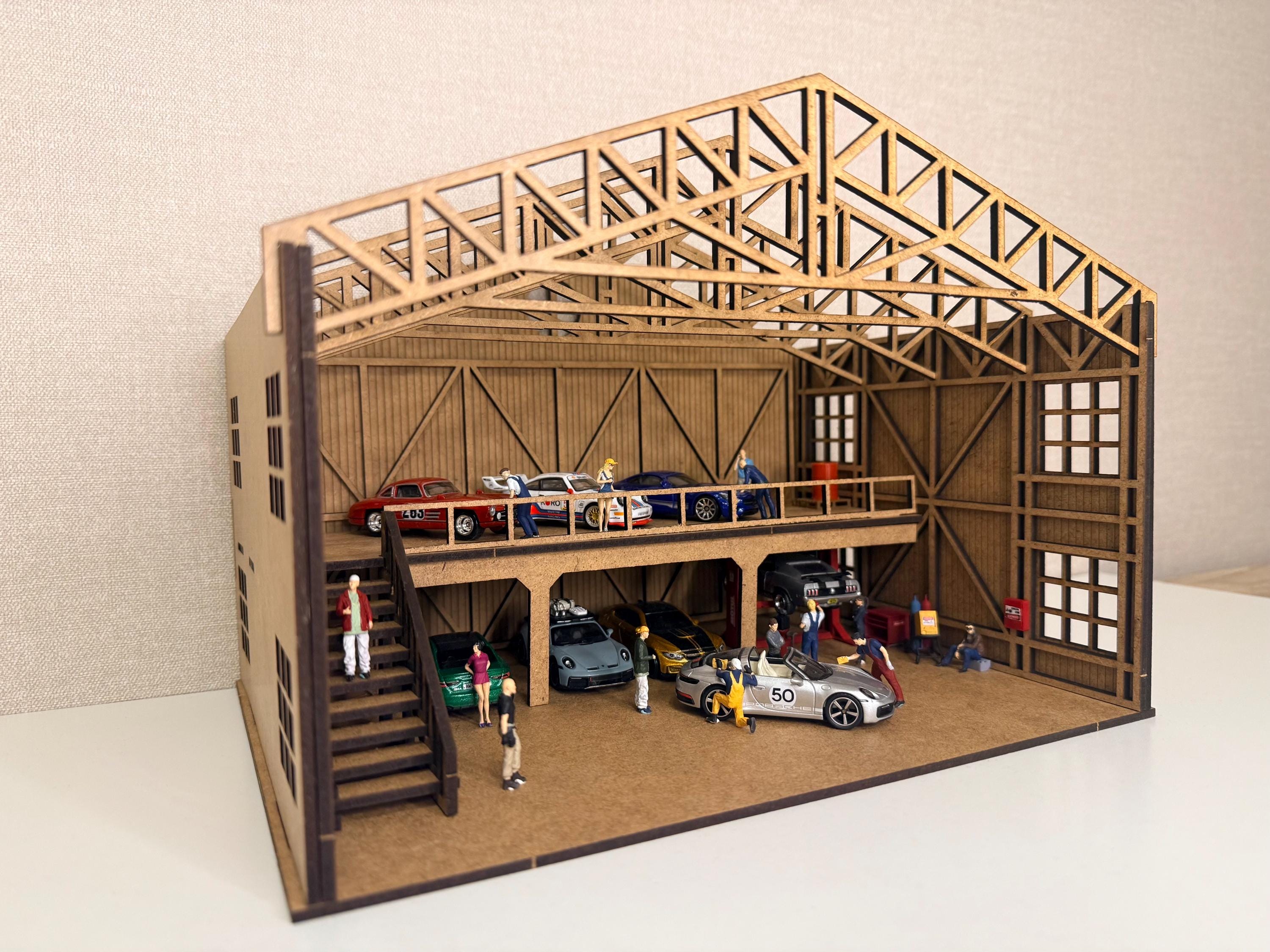 1:64 Scale Hangar Car Garage Parking Diorama for Hotwheels Matchbox ...