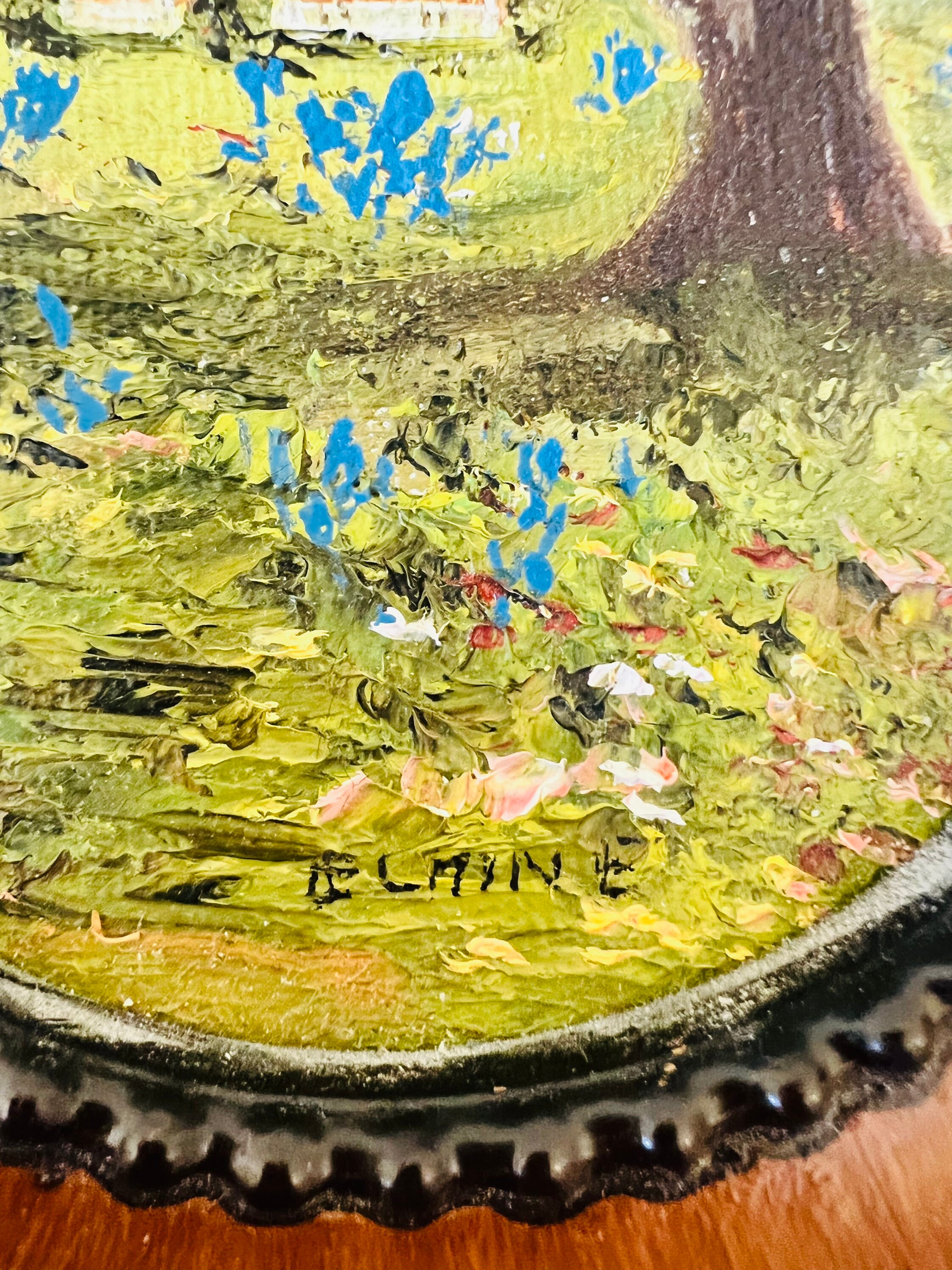 Miniature Landscape Oil Painting Oval Frame Vintage Signed, Signed ...