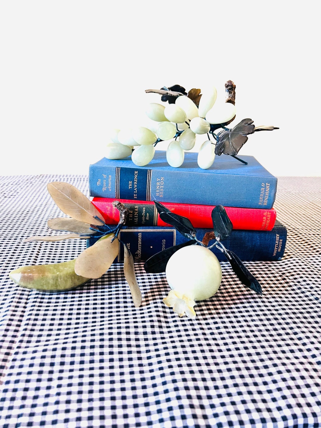 Set of Three Vintage Jade Fruit, Jade Pomegranate, Jade Banana, Jade ...