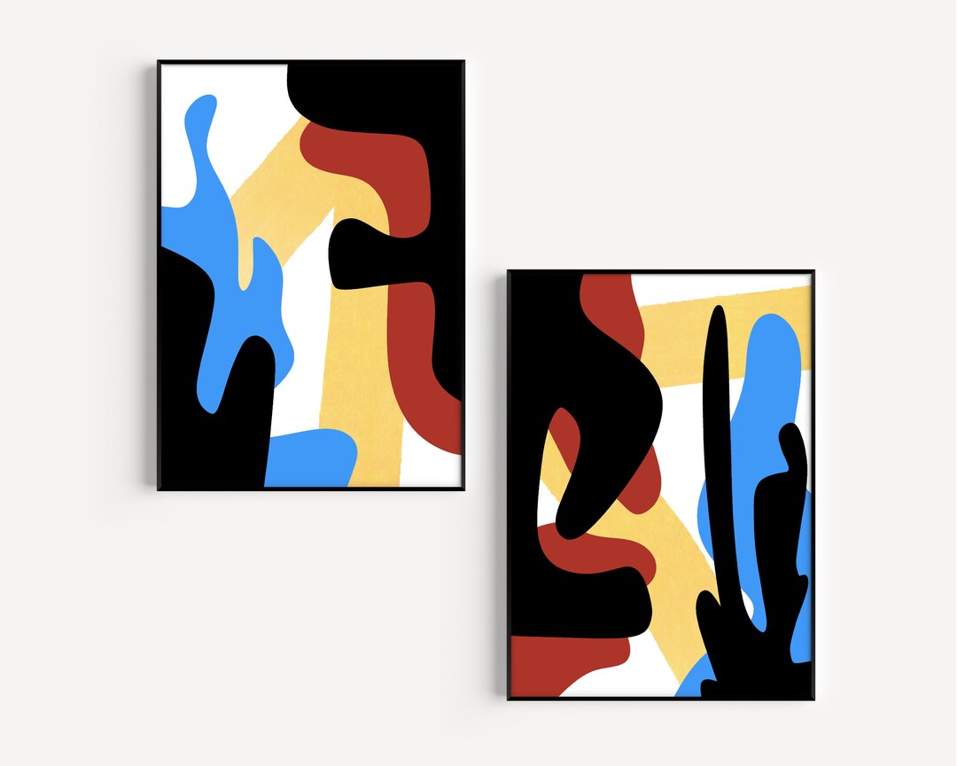 Abstract Art Prints: MCM Primary Colors, Modern Wall Decor (digital ...