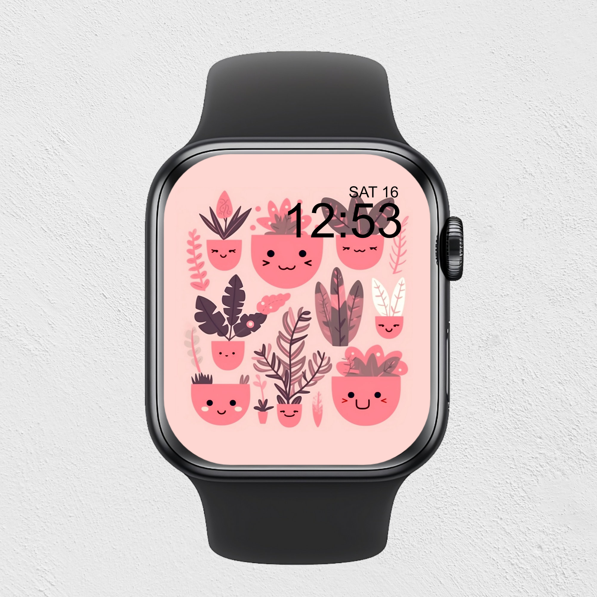 Pink Apple Watch Wallpaper Cute Plants Digital Watch Face Pink Nature ...