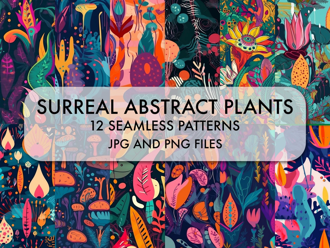 Surreal Abstract Plants Digital Paper Psychedelic Plants - Etsy