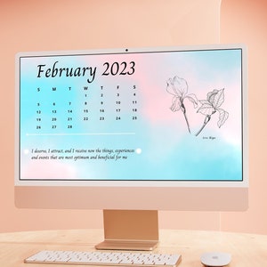 February 2023 Digital Download Calendar, Positive Affirmations, Monthly ...