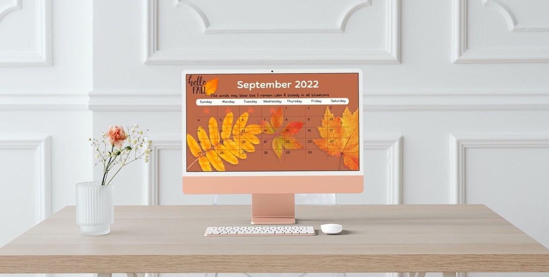 September 2022 Digital Download Calendar, Positive Affirmations ...