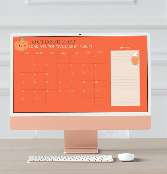October 2022 Digital Download Calendar Positive - Etsy
