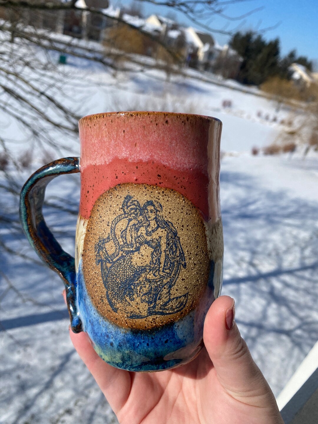 Hand-crafted, Sunset Beach Mermaid Mug Mermaid Lovers Little Mermaid ...