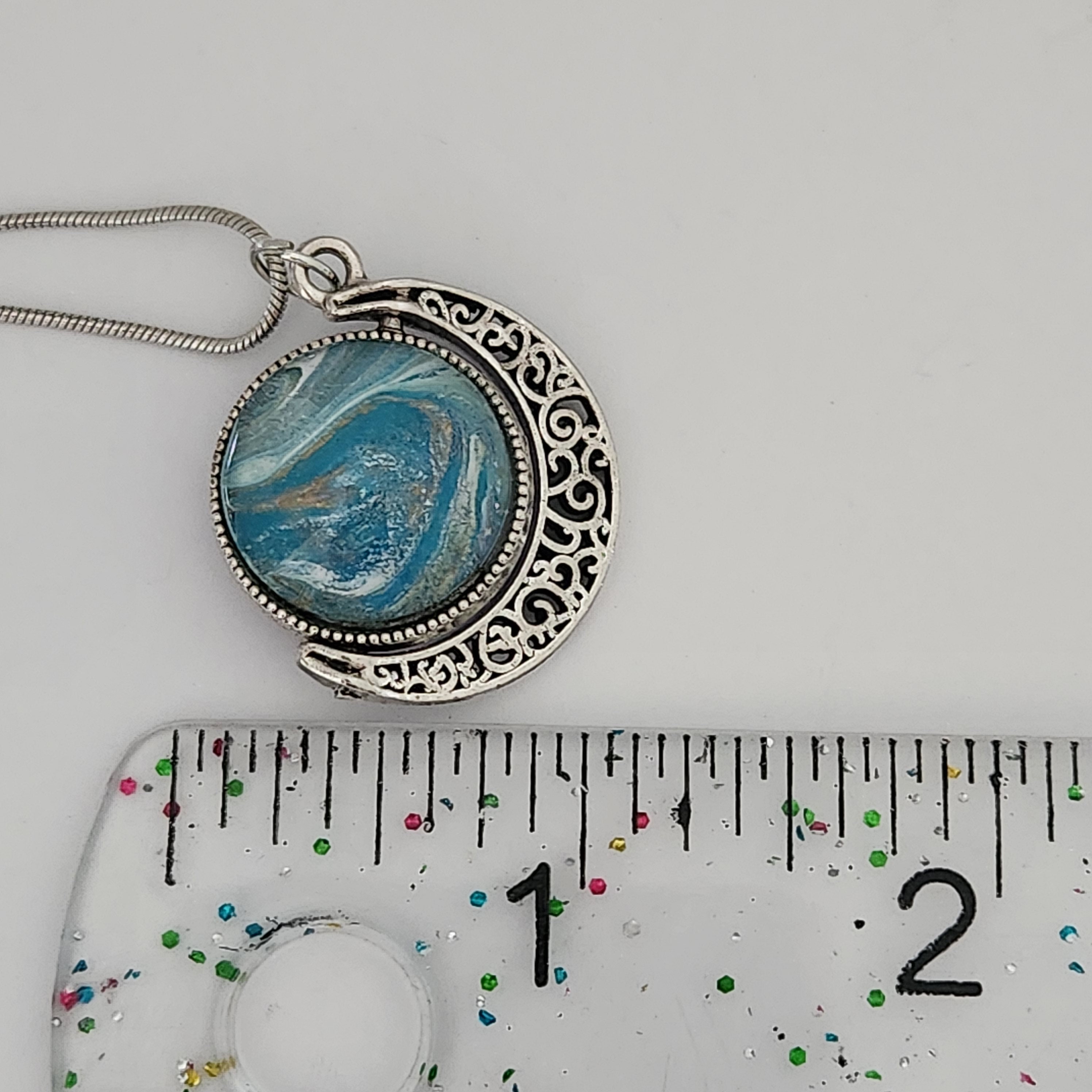Rotating Moon Necklace, Double Sided Spinner Pendant, Rotating Circle ...