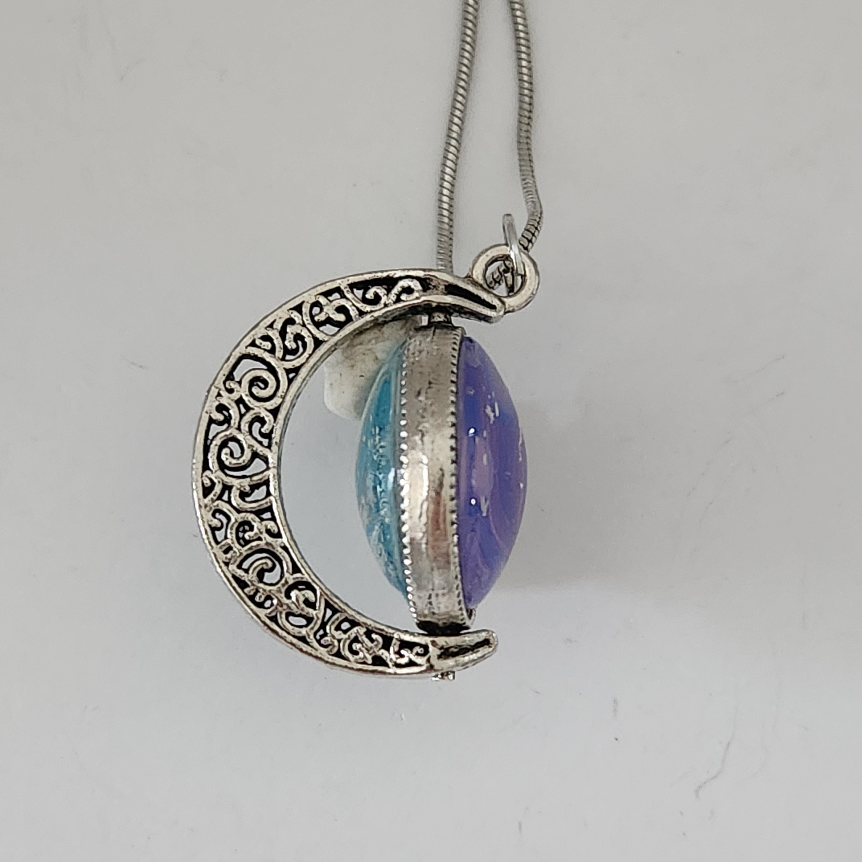 Rotating Moon Necklace, Double Sided Spinner Pendant, Rotating Circle ...