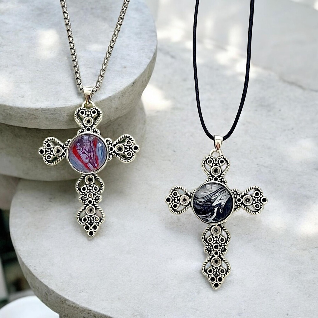 Gothic Cross Necklace, Vintage Style 18mm Snap Jewelry Base, Snap ...