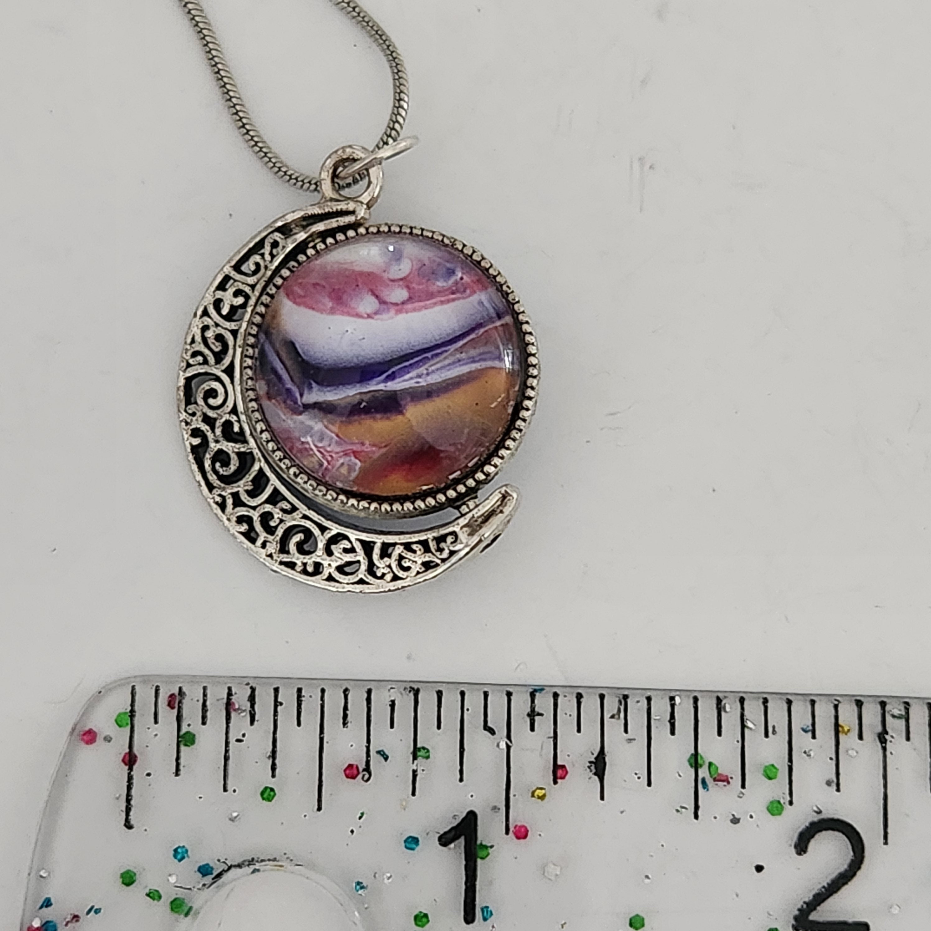 Rotating Moon Necklace, Double Sided Spinner Pendant, Rotating Circle ...