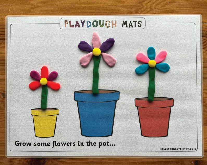 5 Flowers Playdough Mats. Fine Motor Skills. Homeschool - Etsy