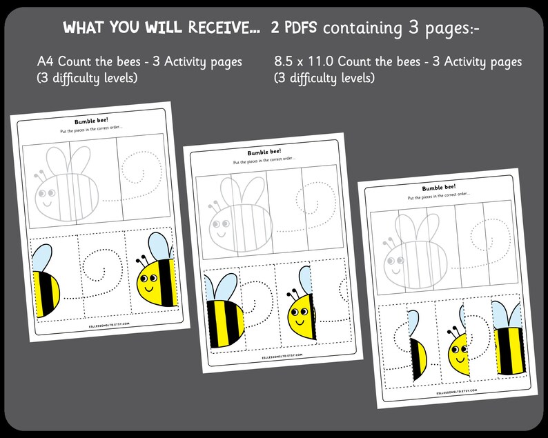 Bees Cut and Paste Activity Page/worksheet. Montessori Bees Activity ...