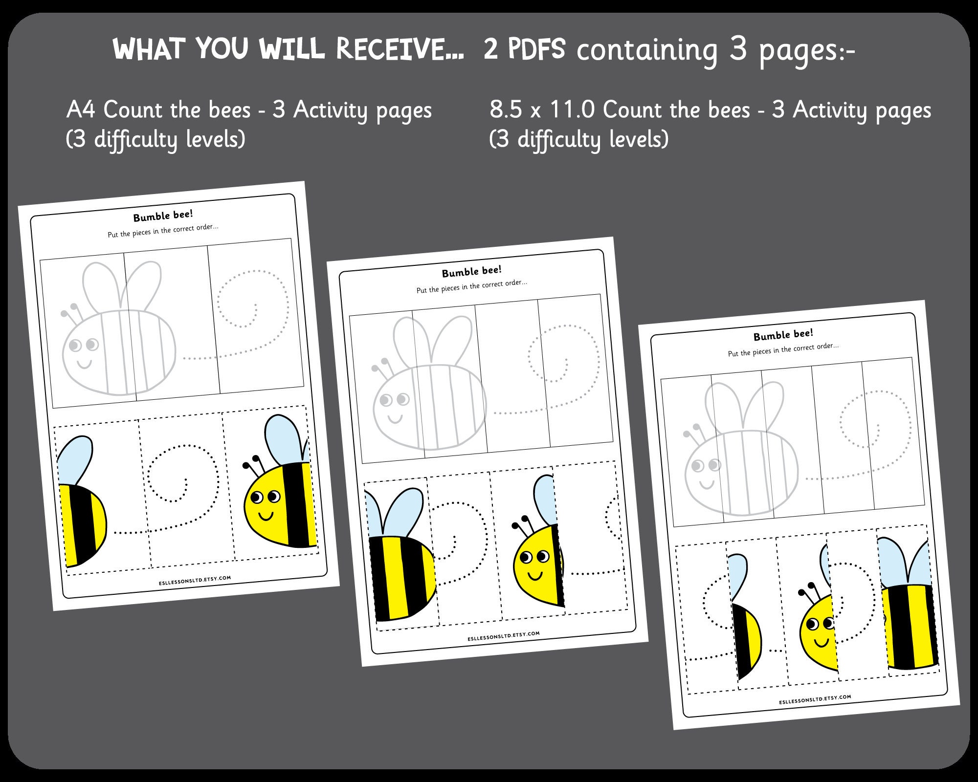 Bees Cut and Paste Activity Page/worksheet. Montessori Bees Activity ...