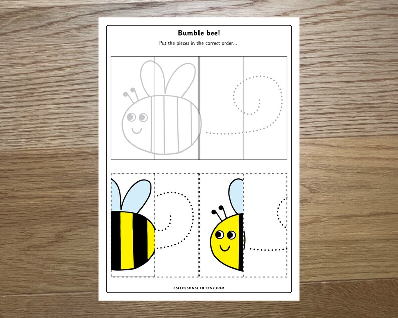 Bees Cut and Paste Activity Page/worksheet. Montessori Bees Activity ...