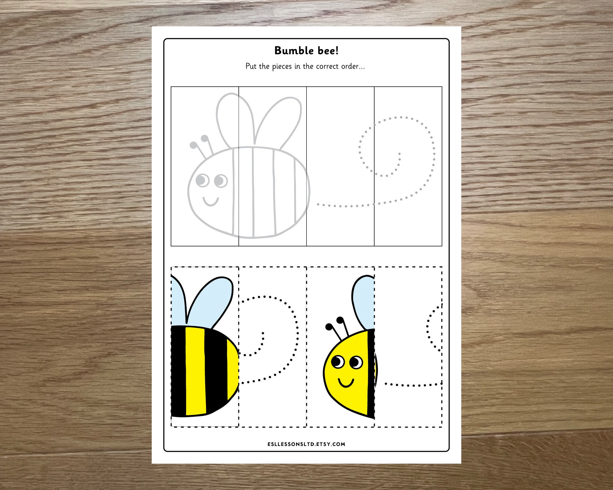 Bees Cut and Paste Activity Page/worksheet. Montessori Bees Activity ...