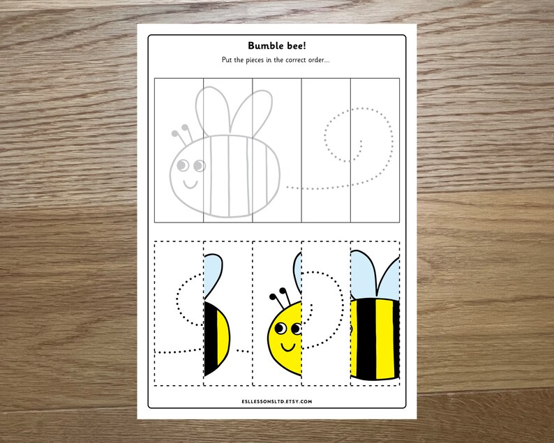 Bees Cut and Paste Activity Page/worksheet. Montessori Bees Activity ...