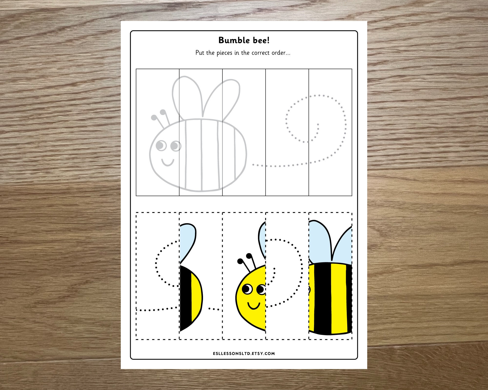 Bees Cut and Paste Activity Page/worksheet. Montessori Bees Activity ...