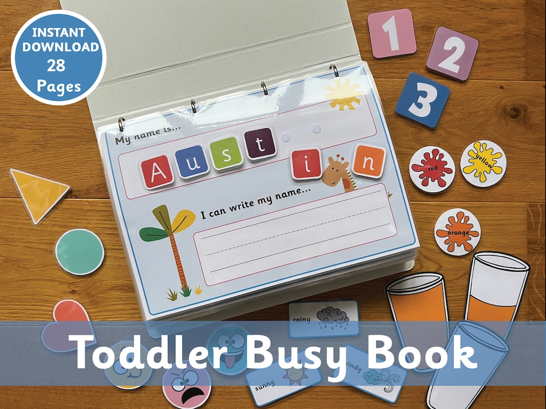 Personalized Toddler Busy Book Kids Learning Binder Activity Printable ...