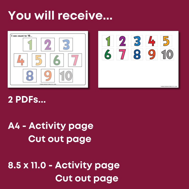 Count to 10 Busy Book Activity, 1 10 Busy Binder Activity, Montessori ...